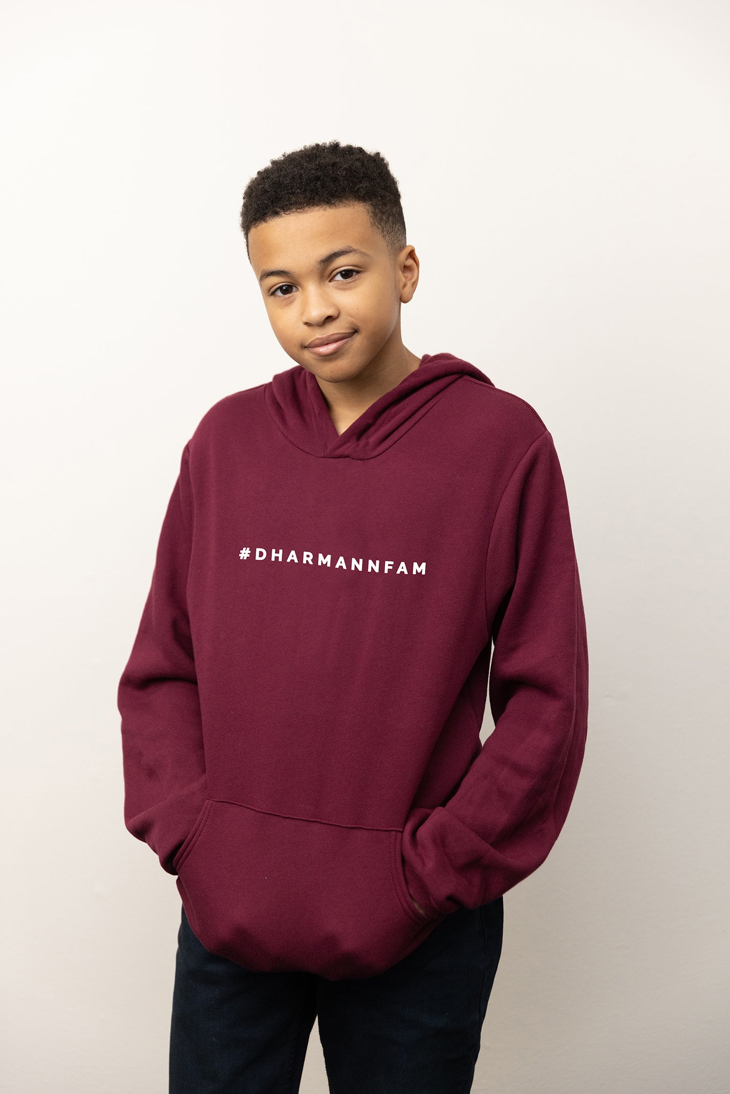 #DharMannFam YOUTH Hoodie (Maroon) – Dhar Mann Official Merch